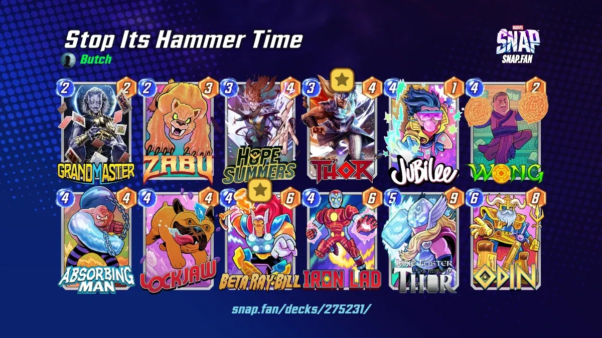 Stop Its Hammer Time by Butch - Marvel Snap Decks - snap.fan