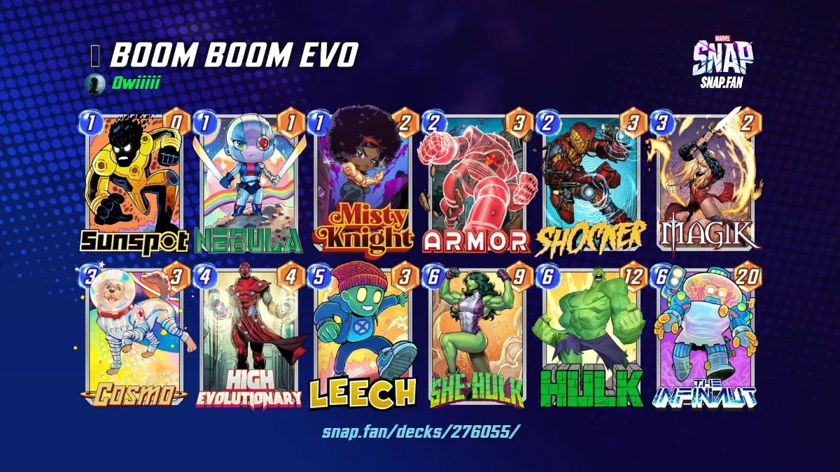 🍆 BOOM BOOM EVO by Owiiiii - Marvel Snap Decks - snap.fan