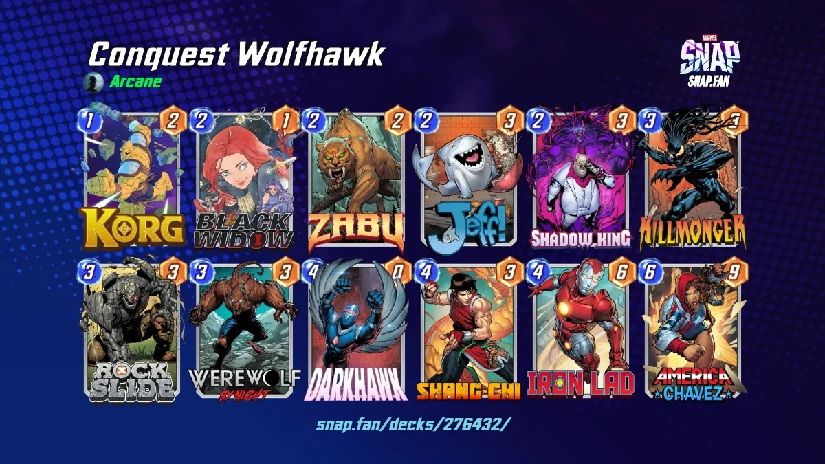 Conquest Wolfhawk by Arcane - Marvel Snap Decks - snap.fan