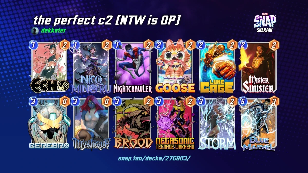 the perfect c2 (NTW is OP) by dekkster - Marvel Snap Decks - snap.fan