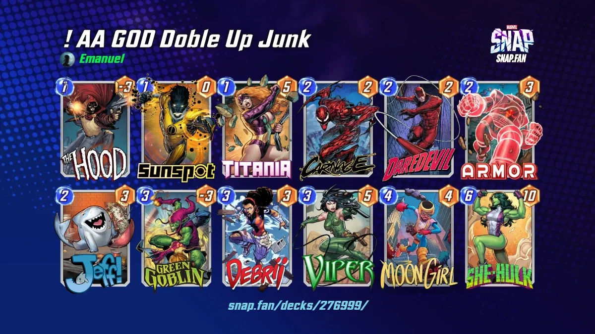 ! AA GOD Doble Up Junk by Emanuel - Marvel Snap Decks - snap.fan
