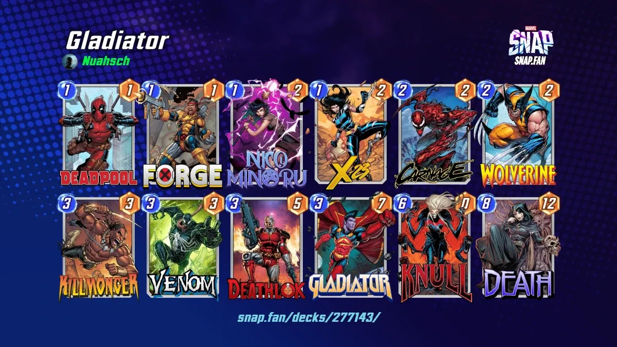 Gladiator by Nuahsch - Marvel Snap Decks - snap.fan