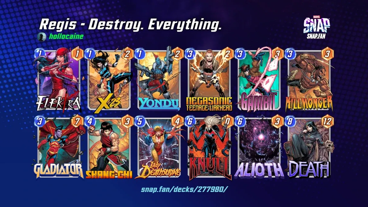 Regis - Destroy. Everything. by hollocaine - Marvel Snap Decks - snap.fan