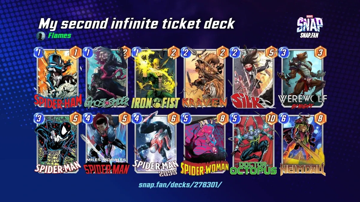 My second infinite ticket deck by Flames - Marvel Snap Decks - snap.fan