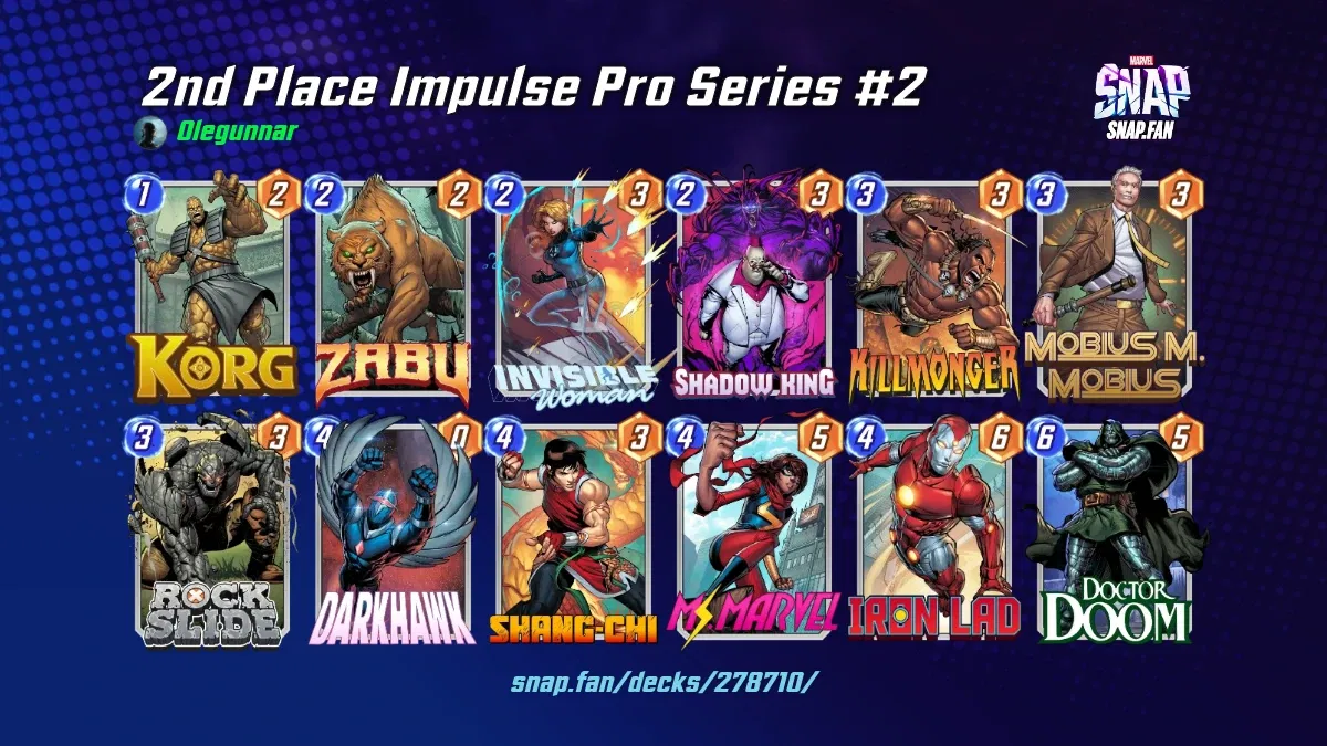 2nd Place Impulse Pro Series #2 by Olegunnar - Marvel Snap Decks - snap.fan