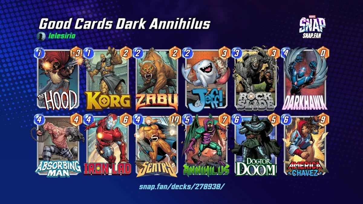 Good Cards Dark Annihilus by lelesirio - Marvel Snap Decks - snap.fan