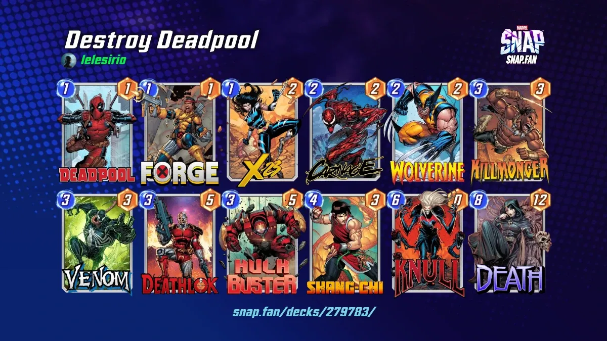 Destroy Deadpool by lelesirio - Marvel Snap Decks - snap.fan