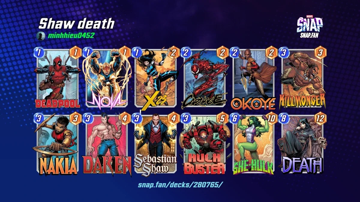 Shaw death by minhhieu0452 - Marvel Snap Decks - snap.fan