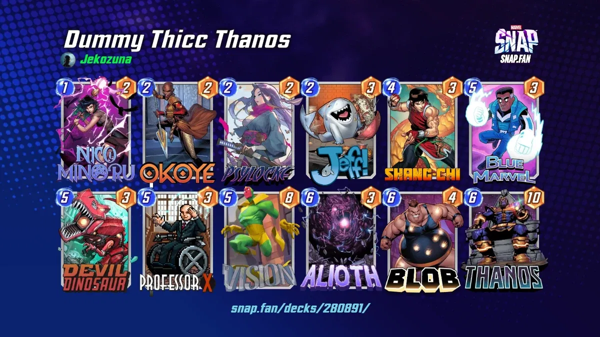 Dummy Thicc Thanos by Jekozuna - Marvel Snap Decks - snap.fan