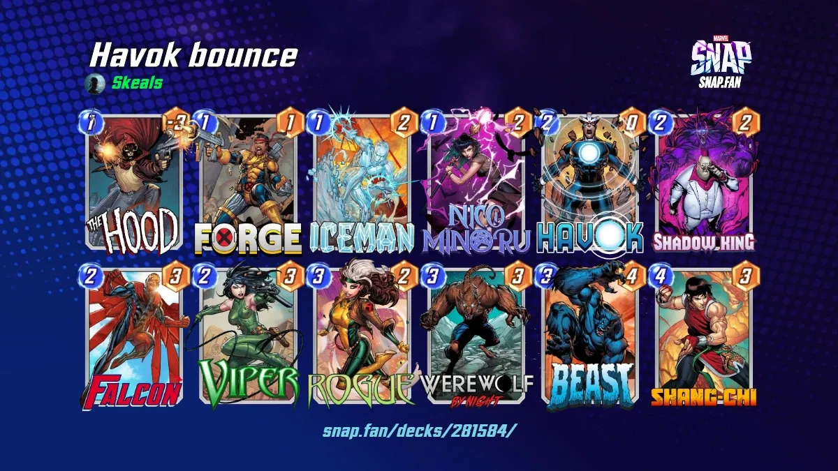 Havok bounce by Skeals - Marvel Snap Decks - snap.fan