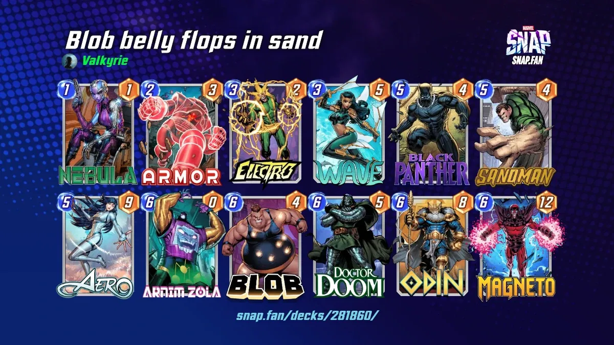 Blob belly flops in sand by VaIkyrie - Marvel Snap Decks - snap.fan
