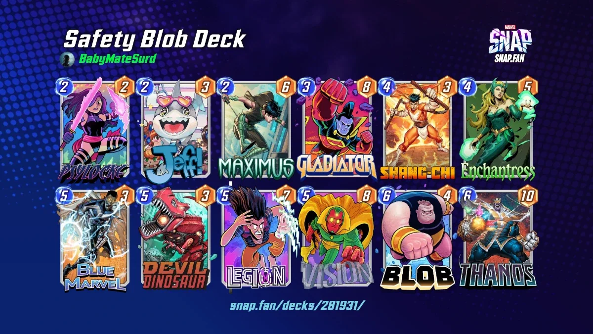 Safety Blob Deck by BabyMateSurd - Marvel Snap Decks - snap.fan