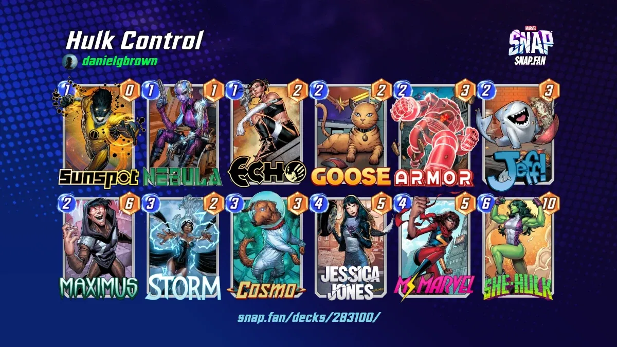 Hulk Control by danielgbrown - Marvel Snap Decks - snap.fan