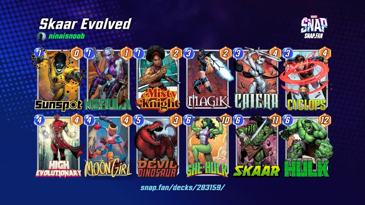 Skaar Evolved by ninaisnoob - Marvel Snap Decks - snap.fan