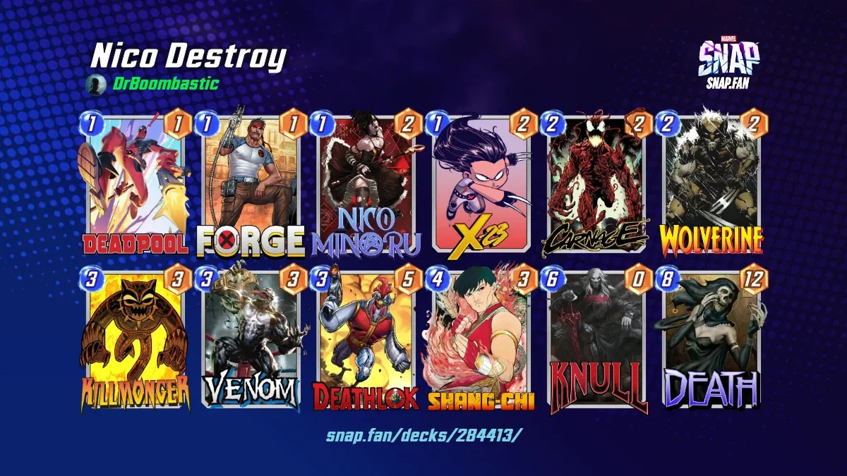 Nico Destroy by DrBoombastic - Marvel Snap Decks - snap.fan