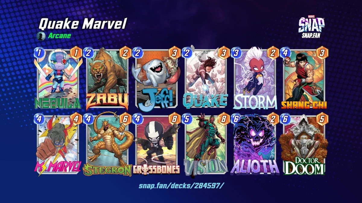Quake Marvel by Arcane - Marvel Snap Decks - snap.fan