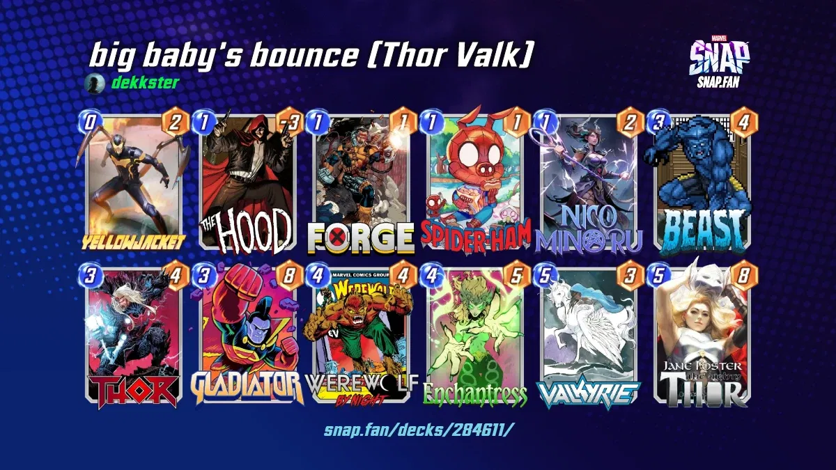 big baby's bounce (Thor Valk) by dekkster - Marvel Snap Decks - snap.fan