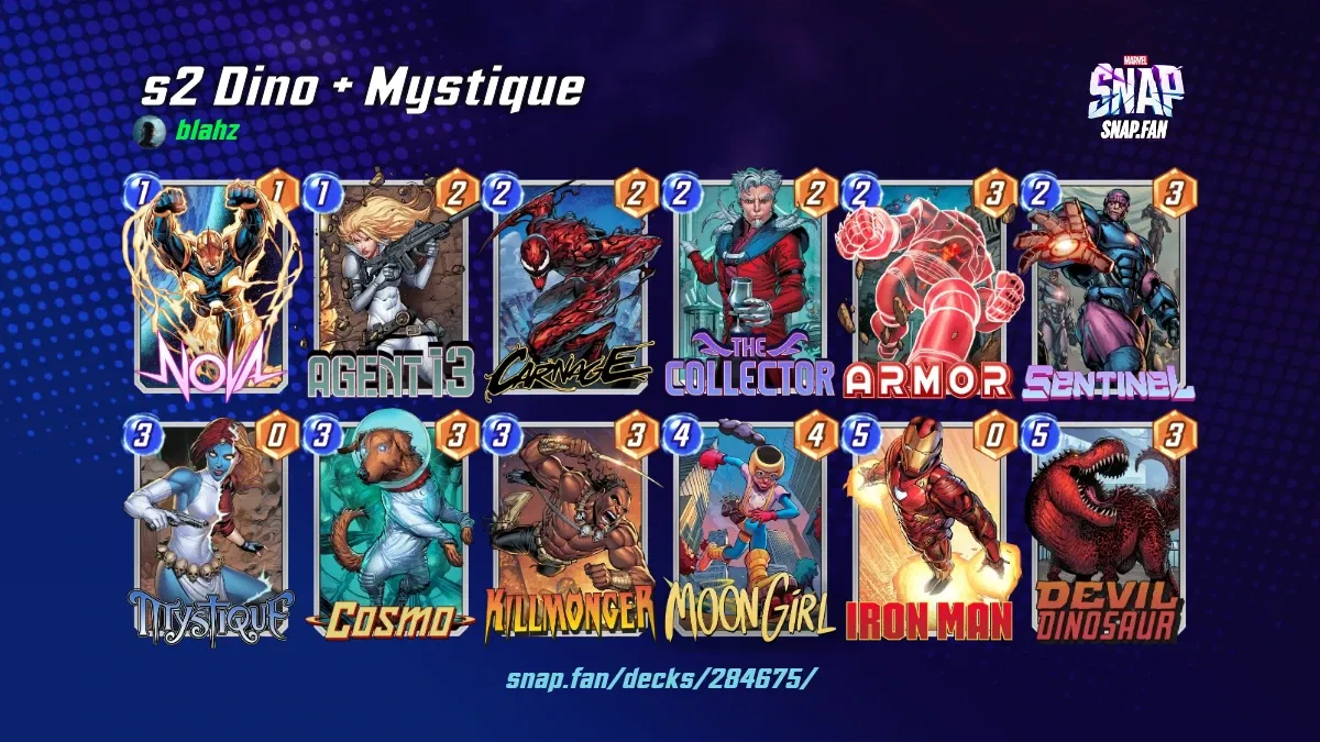 s2 Dino + Mystique by blahz - Marvel Snap Decks - snap.fan