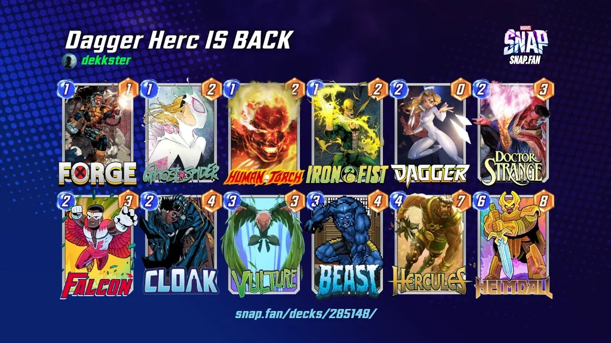 Dagger Herc IS BACK by dekkster - Marvel Snap Decks - snap.fan