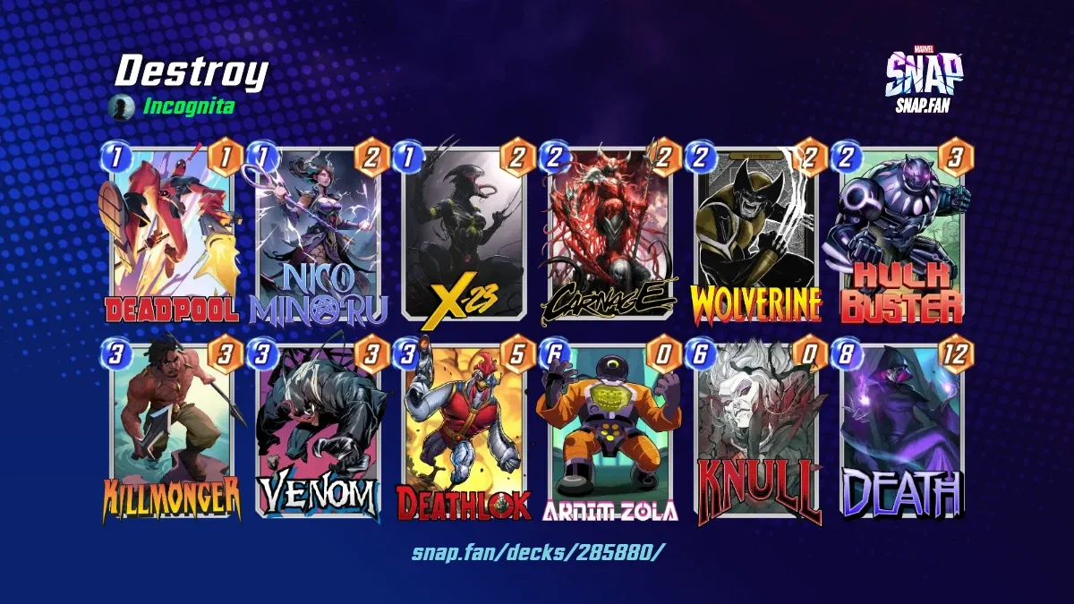 Destroy by Incognita - Marvel Snap Decks - snap.fan