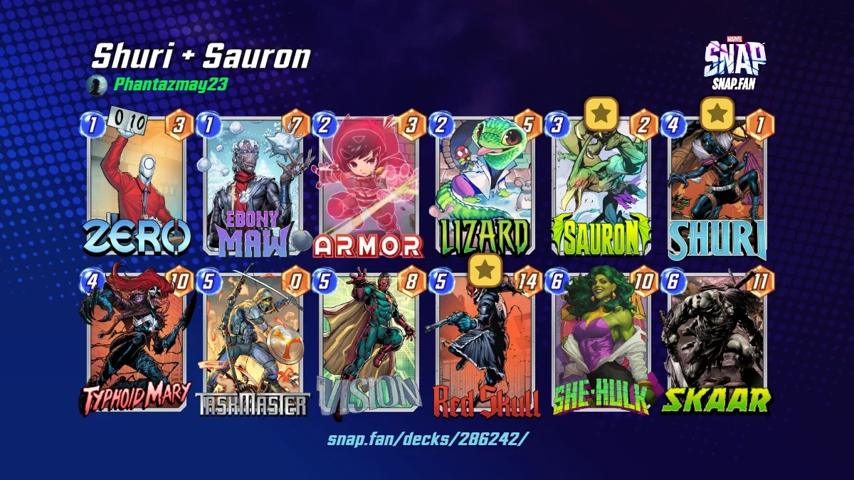 Shuri + Sauron by Phantazmay23 - Marvel Snap Decks - snap.fan