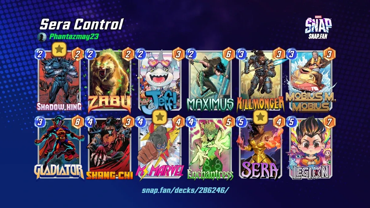 Sera Control by Phantazmay23 - Marvel Snap Decks - snap.fan