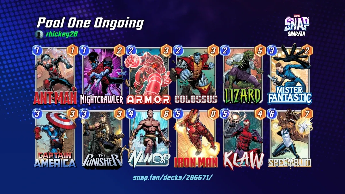 Pool One Ongoing by rhickey28 - Marvel Snap Decks - snap.fan