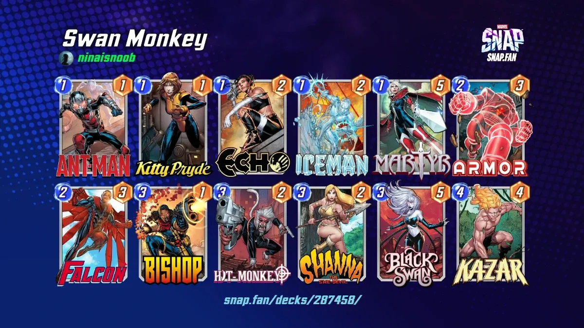 Swan Monkey by ninaisnoob - Marvel Snap Decks - snap.fan