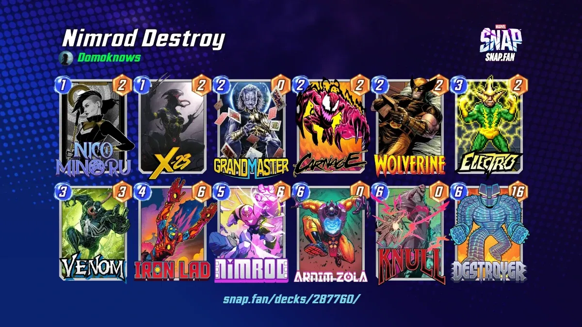 Nimrod Destroy by Domoknows - Marvel Snap Decks - snap.fan