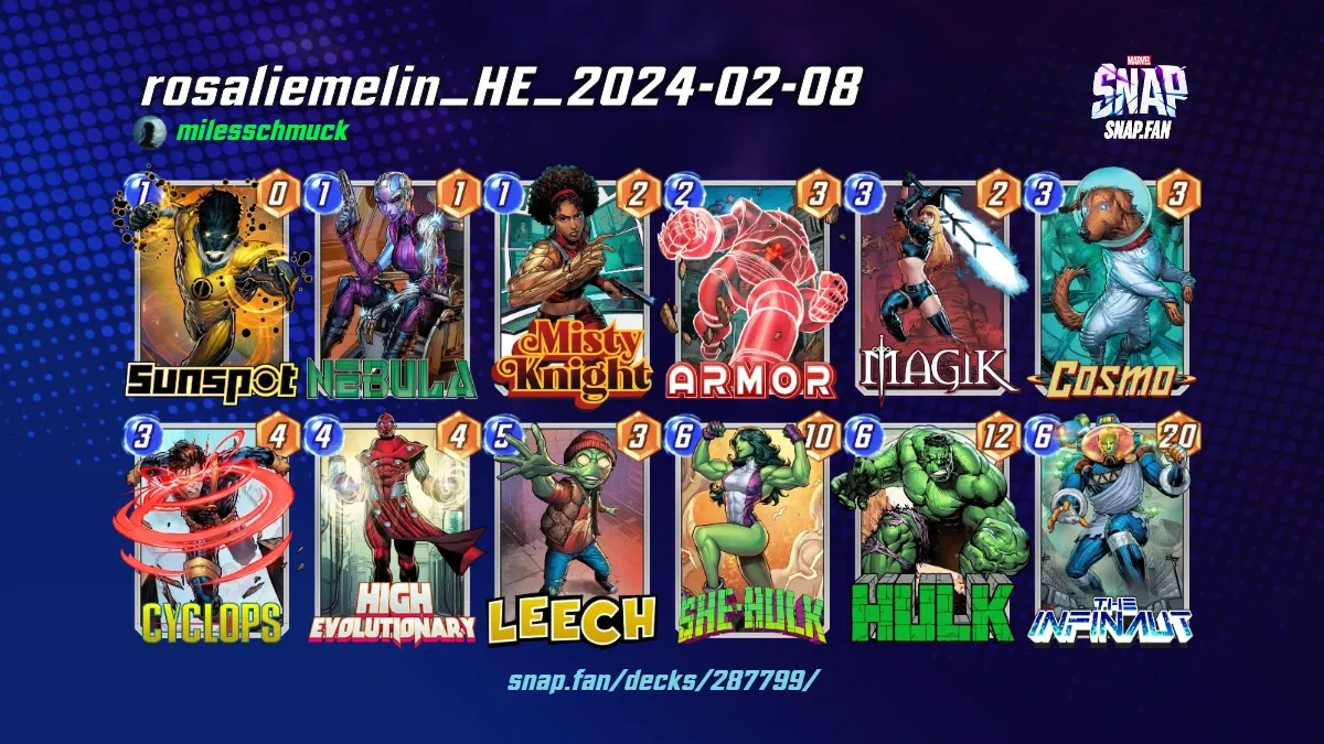 rosaliemelin_HE_2024-02-08 by milesschmuck - Marvel Snap Decks - snap.fan
