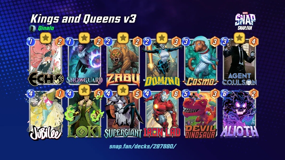 Kings and Queens v3 by Qinalo - Marvel Snap Decks - snap.fan