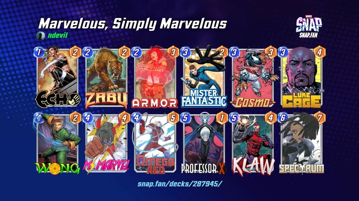 Marvelous, Simply Marvelous by ndevil - Marvel Snap Decks - snap.fan