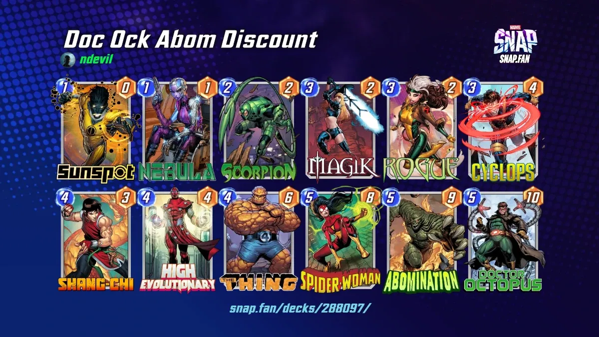 Doc Ock Abom Discount by ndevil - Marvel Snap Decks - snap.fan