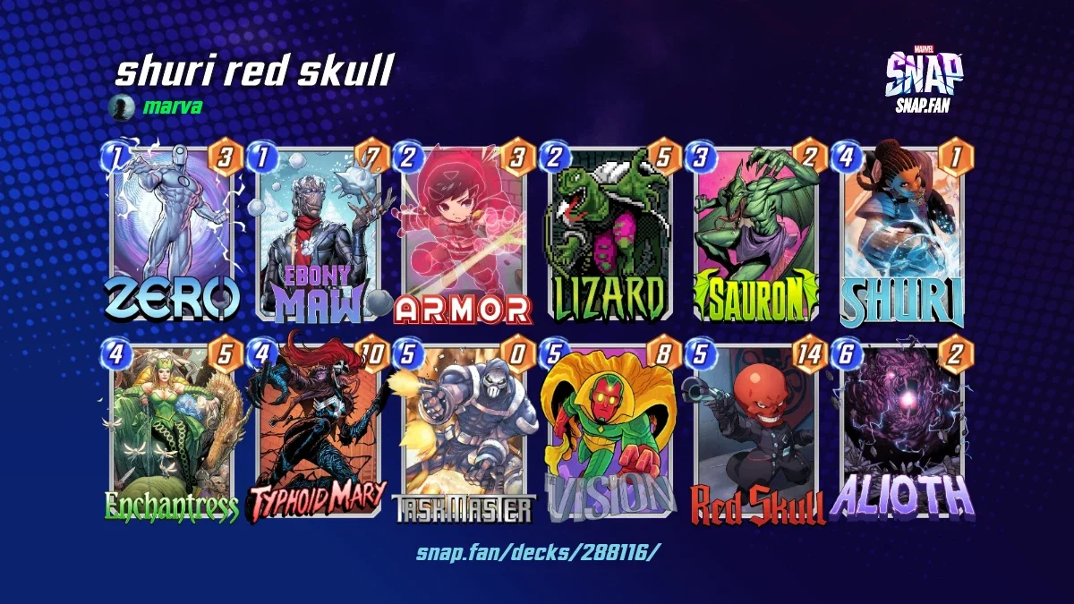 shuri red skull by marva - Marvel Snap Decks - snap.fan