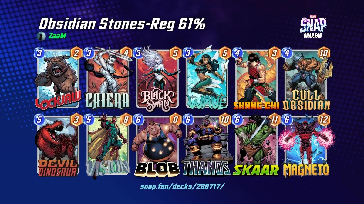 Obsidian Stones-Reg 61% by ZaaM - Marvel Snap Decks - snap.fan