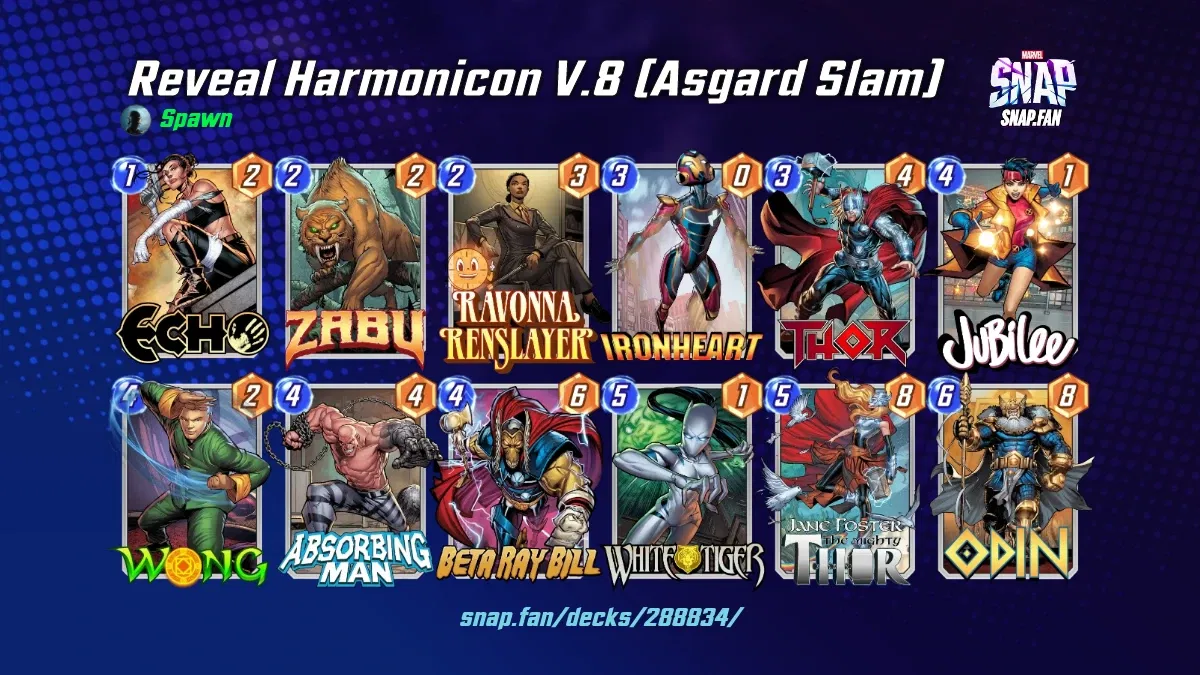 Reveal Harmonicon V.8 (Asgard Slam) by Spawn - Marvel Snap Decks - snap.fan