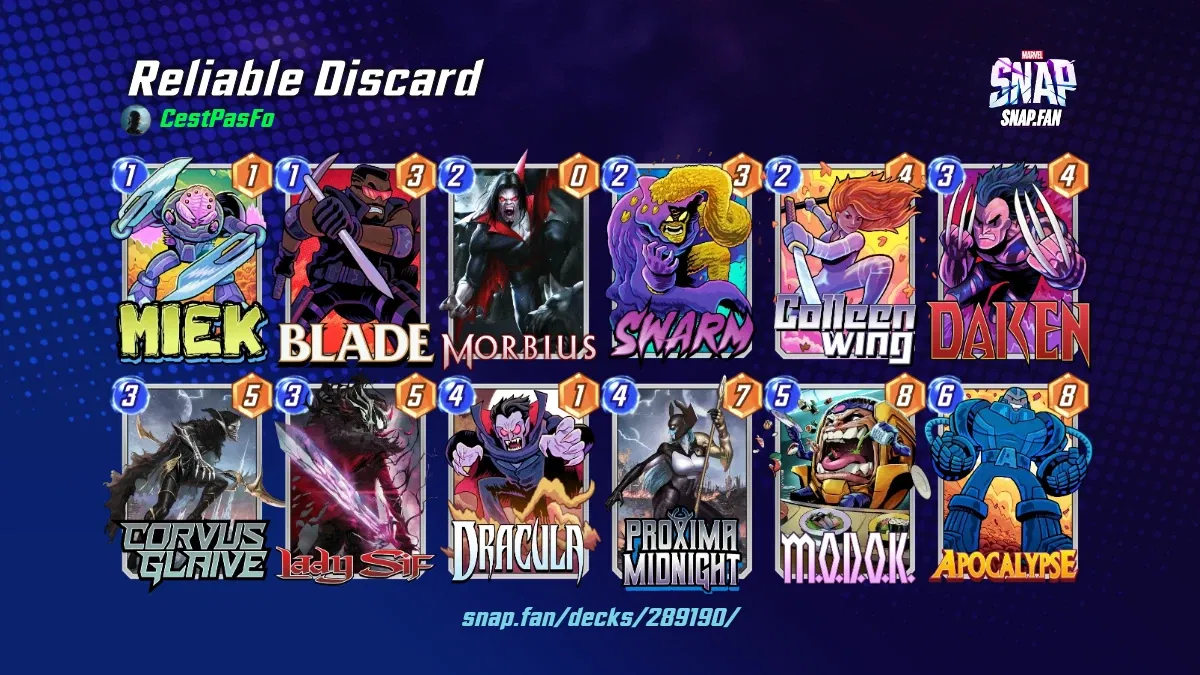 Reliable Discard by CestPasFo - Marvel Snap Decks - snap.fan