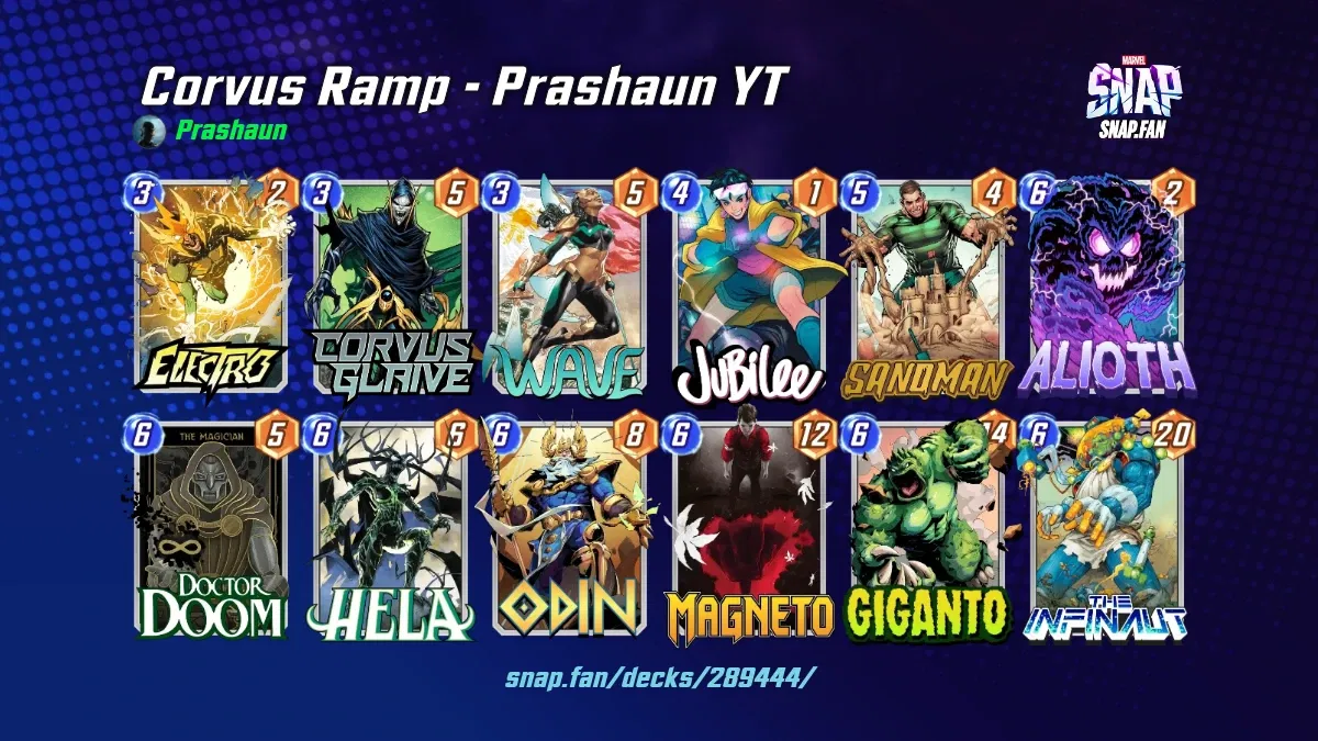 Corvus Ramp - Prashaun YT by Prashaun - Marvel Snap Decks - snap.fan