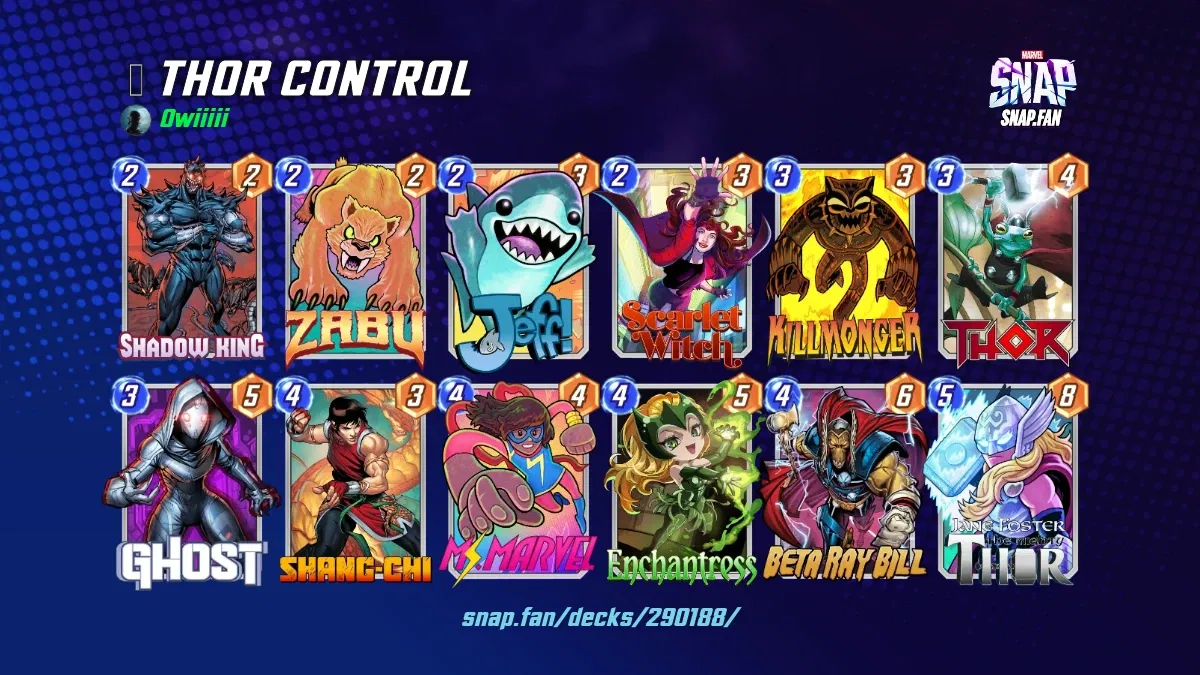 🍆 THOR CONTROL by Owiiiii - Marvel Snap Decks - snap.fan