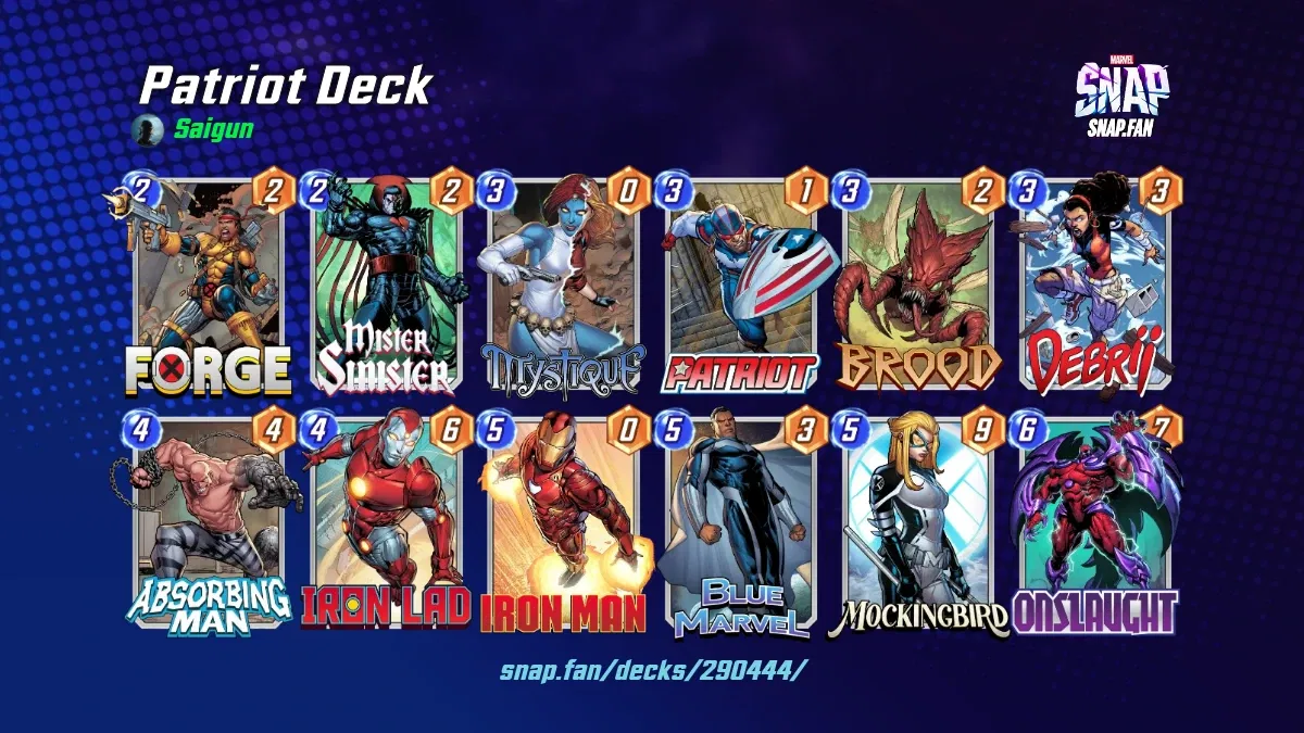Patriot Deck by Saigun - Marvel Snap Decks - snap.fan