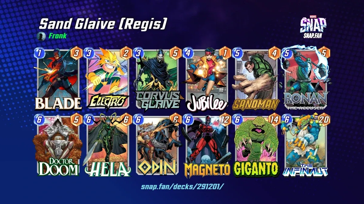 Sand Glaive (Regis) by Fronk - Marvel Snap Decks - snap.fan