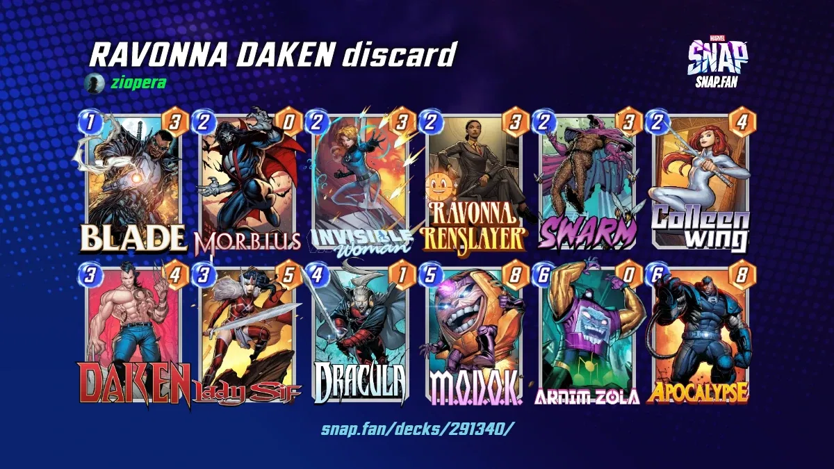 RAVONNA DAKEN discard by ziopera - Marvel Snap Decks - snap.fan