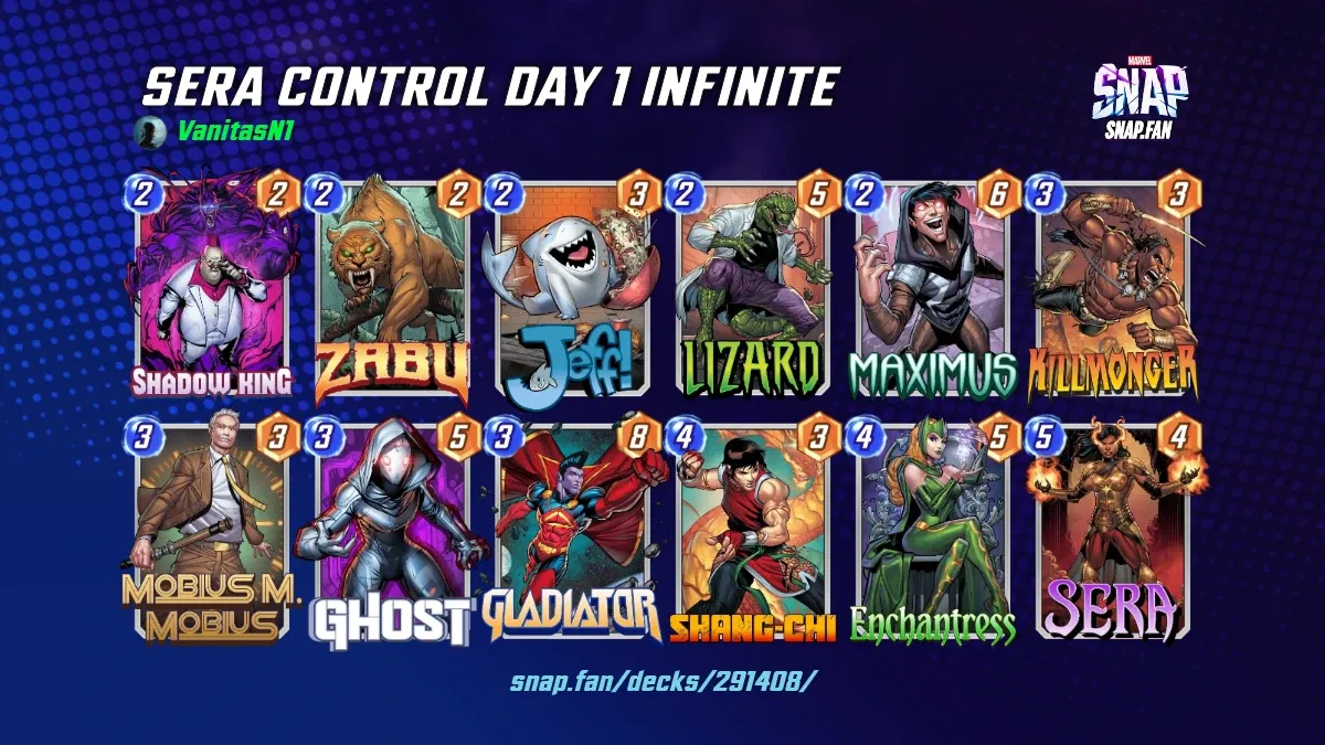 SERA CONTROL DAY 1 INFINITE by VanitasN1 - Marvel Snap Decks - snap.fan