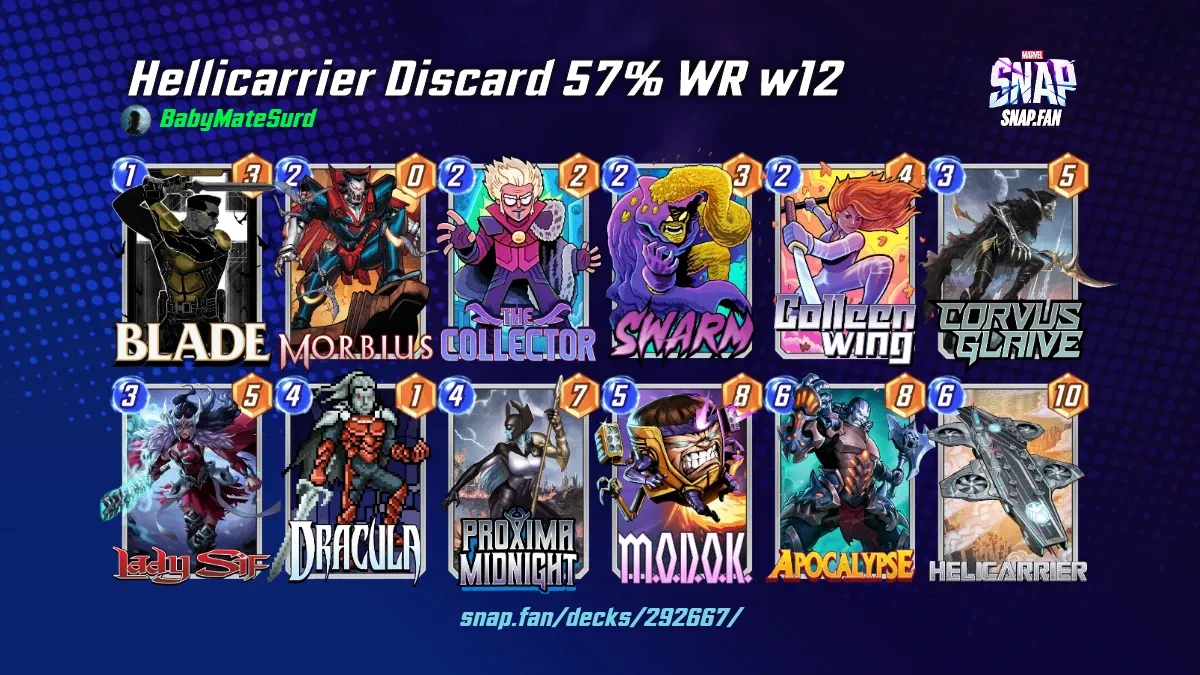Hellicarrier Discard 57% WR w12 by BabyMateSurd - Marvel Snap Decks ...