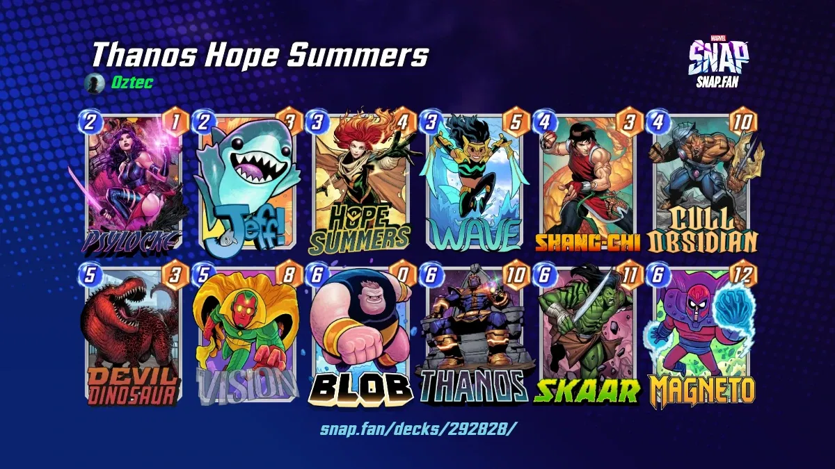 Thanos Hope Summers by Oztec - Marvel Snap Decks - snap.fan