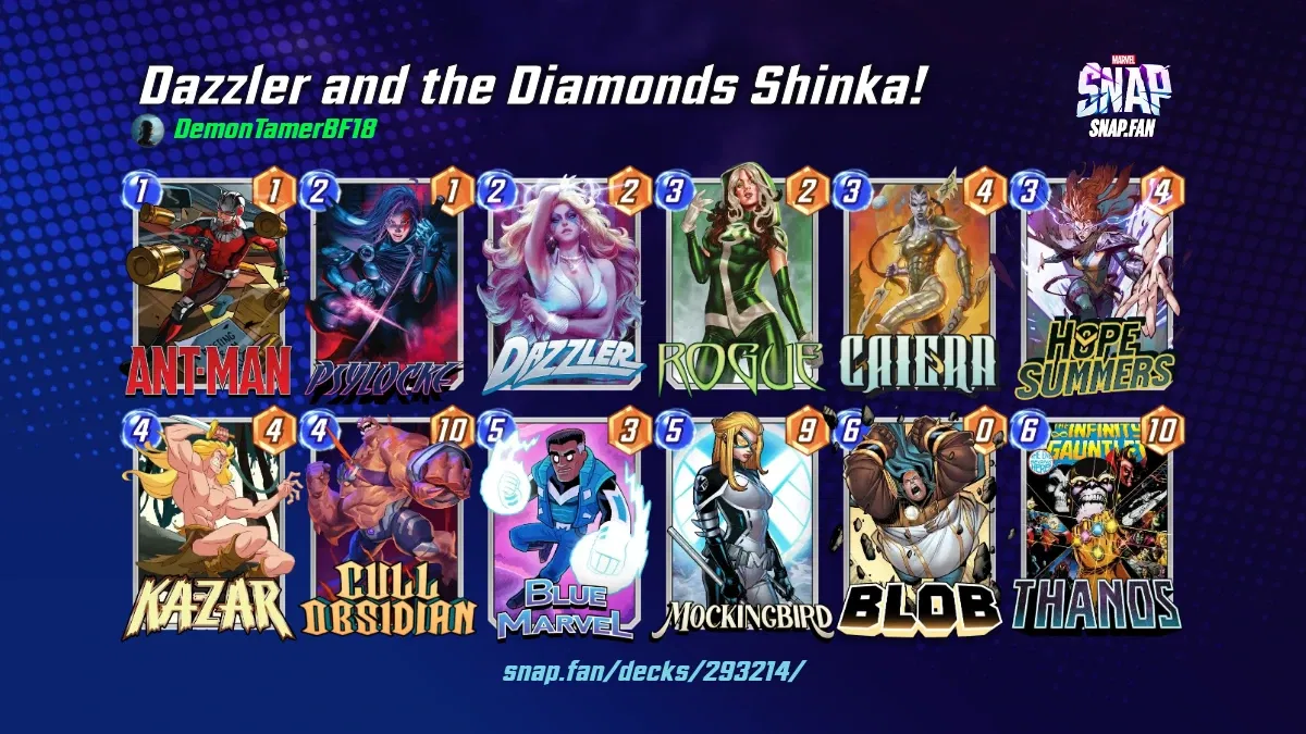 Dazzler and the Diamonds Shinka! by DemonTamerBF18 - Marvel Snap Decks - snap.fan