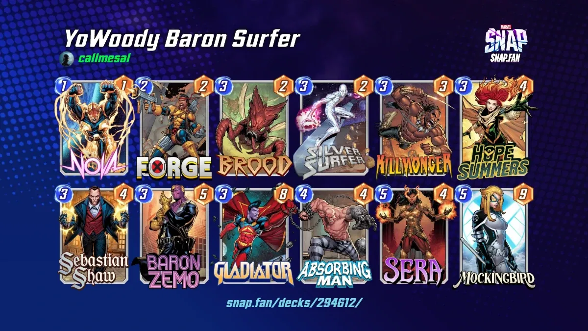 YoWoody Baron Surfer by callmesal - Marvel Snap Decks - snap.fan