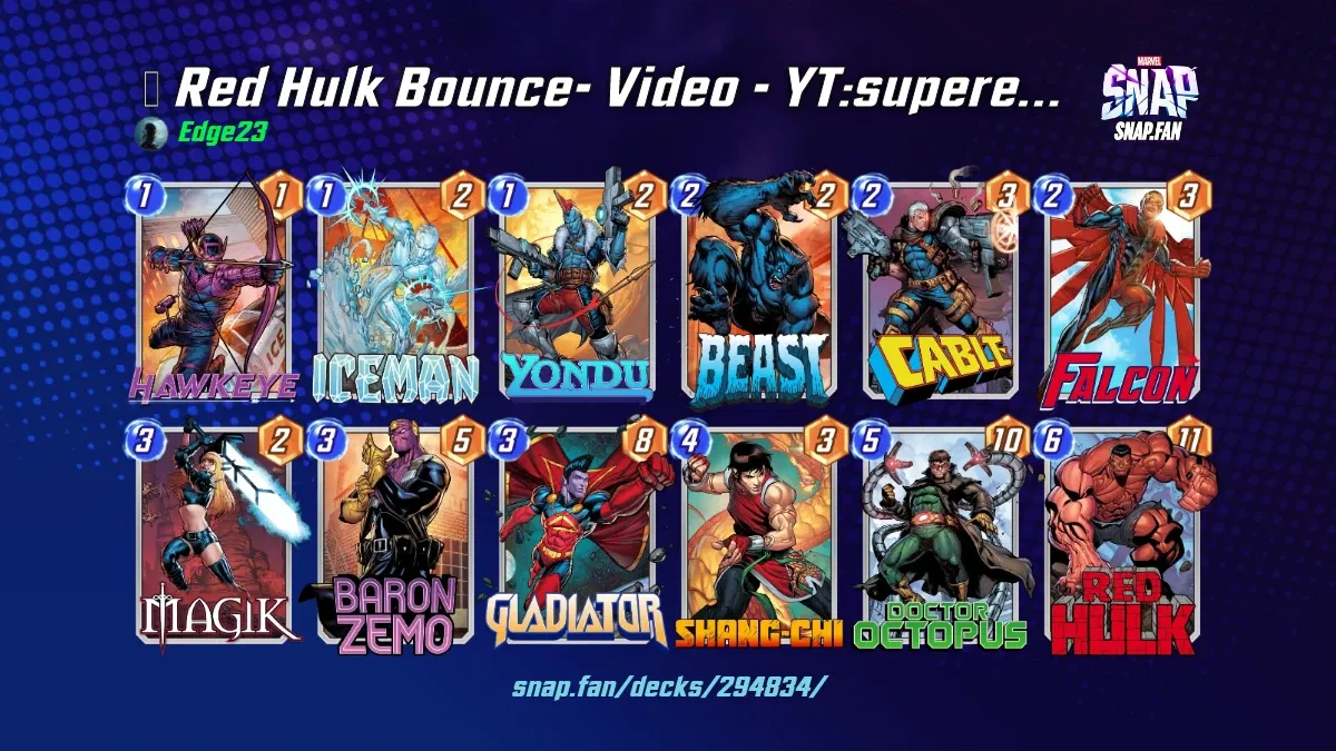 🔥 Red Hulk Bounce- Video - YT:superedgegaming by Edge23 - Marvel Snap ...