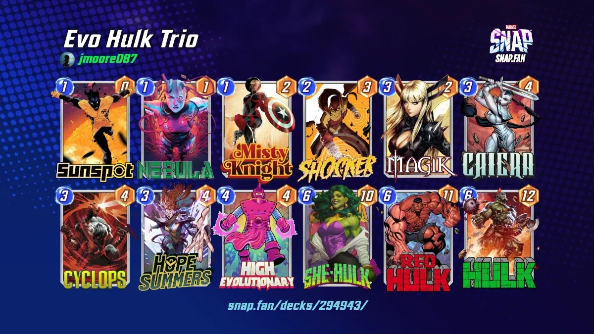 Evo Hulk Trio by jmoore087 - Marvel Snap Decks - snap.fan