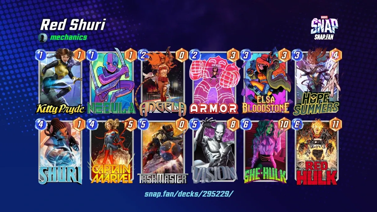 Red Shuri by mechanics - Marvel Snap Decks - snap.fan